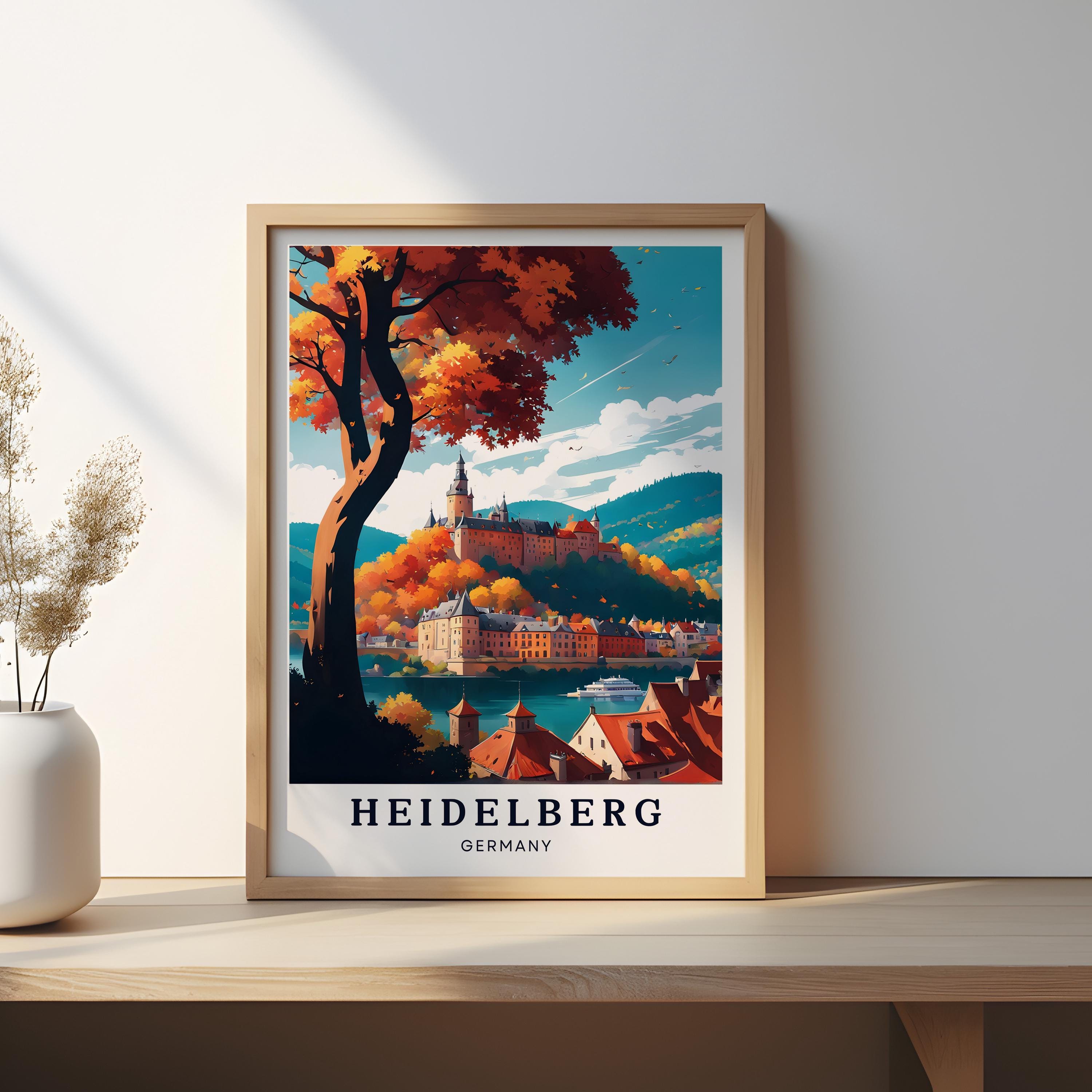 Heidelberg Poster, Germany Poster, Historic Castle Autumn View Wall Art ...