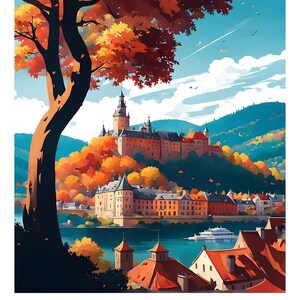 Heidelberg Poster, Germany Poster, Historic Castle Autumn View Wall Art ...