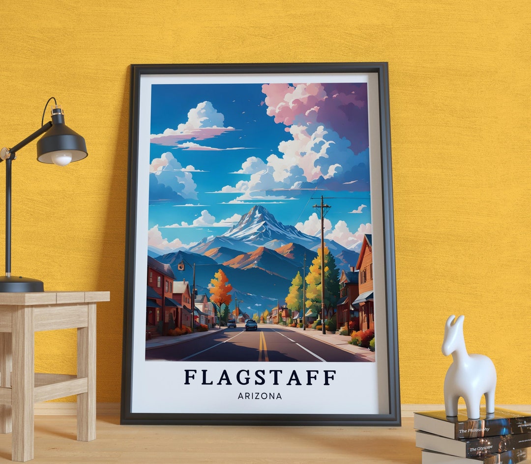 Flagstaff Poster, Arizona Print, Mountain Town Art, Scenic Travel Decor ...