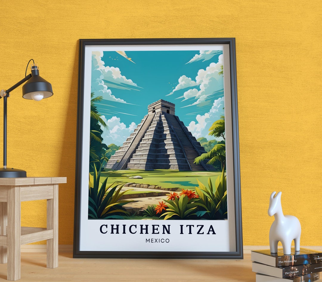 Chichen Itza Poster, Mexico Poster, Ancient Mayan Pyramid Wall Art ...