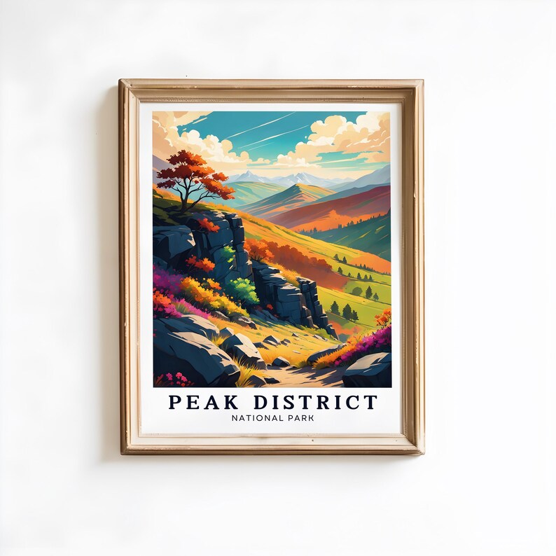 Peak District Travel Poster, National Park Travel Print, Peak District ...