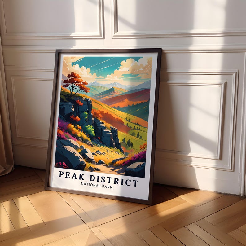 Peak District Travel Poster, National Park Travel Print, Peak District ...