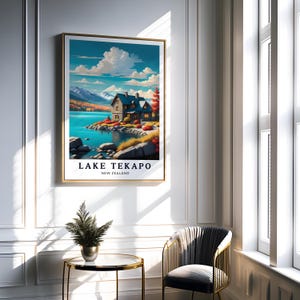 Lake Tekapo Poster, New Zealand Poster, Scenic Lakeside Art, Alpine ...