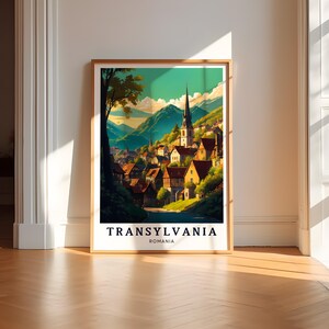 Transylvania Poster, Romania Poster, Enchanting Mountain Village Wall ...