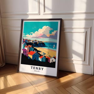 Tenby Poster, Wales Poster, Colorful Coastal Town Wall Art Decor - Etsy