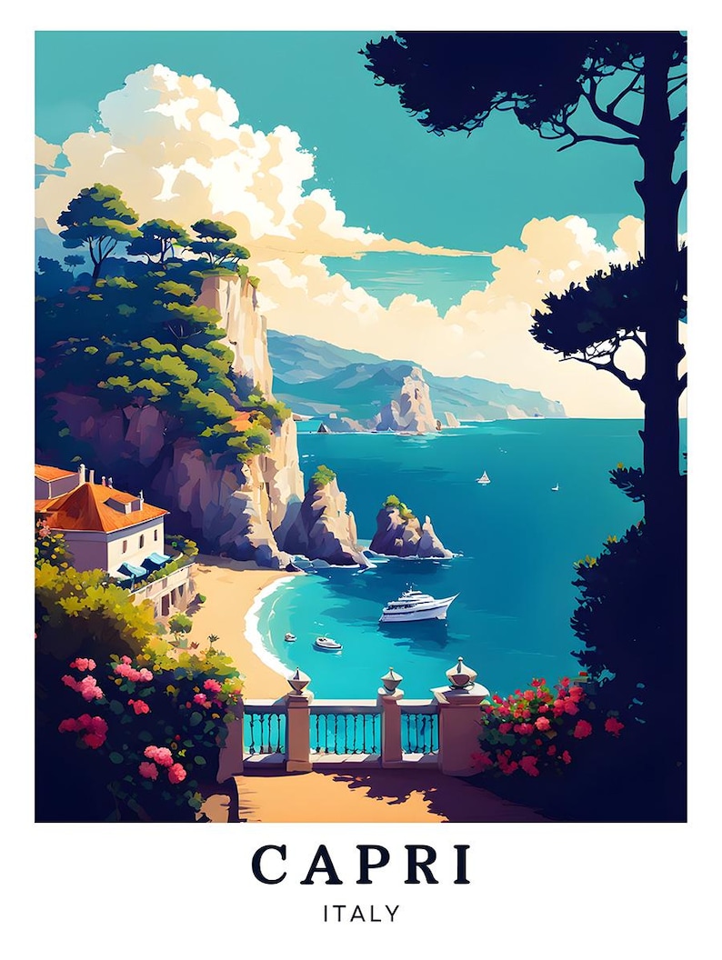 Capri Poster, Italy Poster, Enchanting Coastal View Wall Art Decor - Etsy