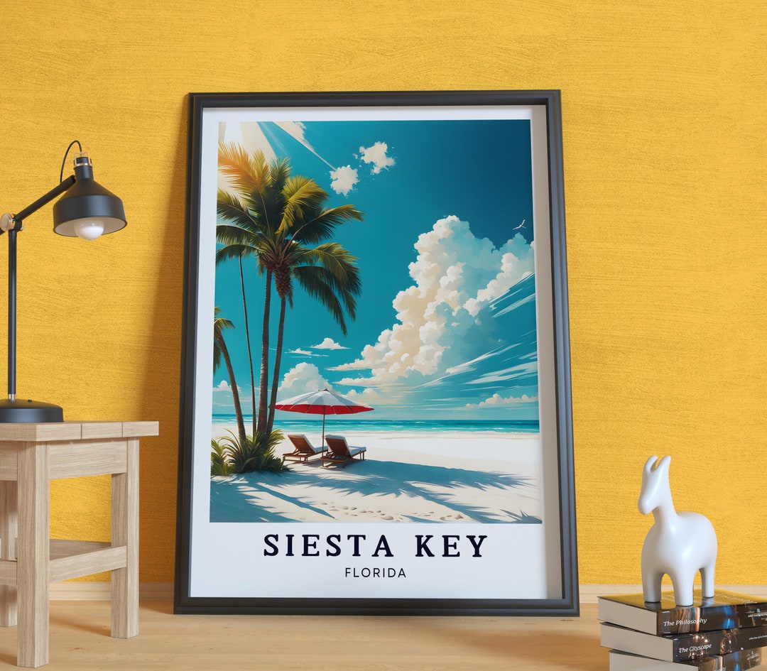 Siesta Key Poster, Florida Poster, USA Poster, Tropical Beach Paradise ...