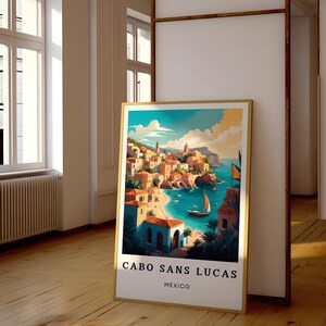Cabo Sans Lucas Poster, Mexico Poster, Coastal Village Scenic Wall Art ...