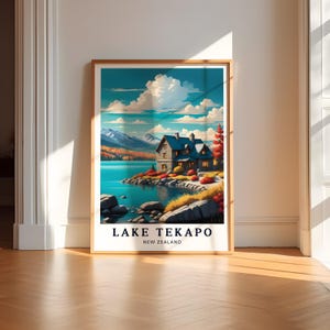 Lake Tekapo Poster, New Zealand Poster, Scenic Lakeside Art, Alpine ...