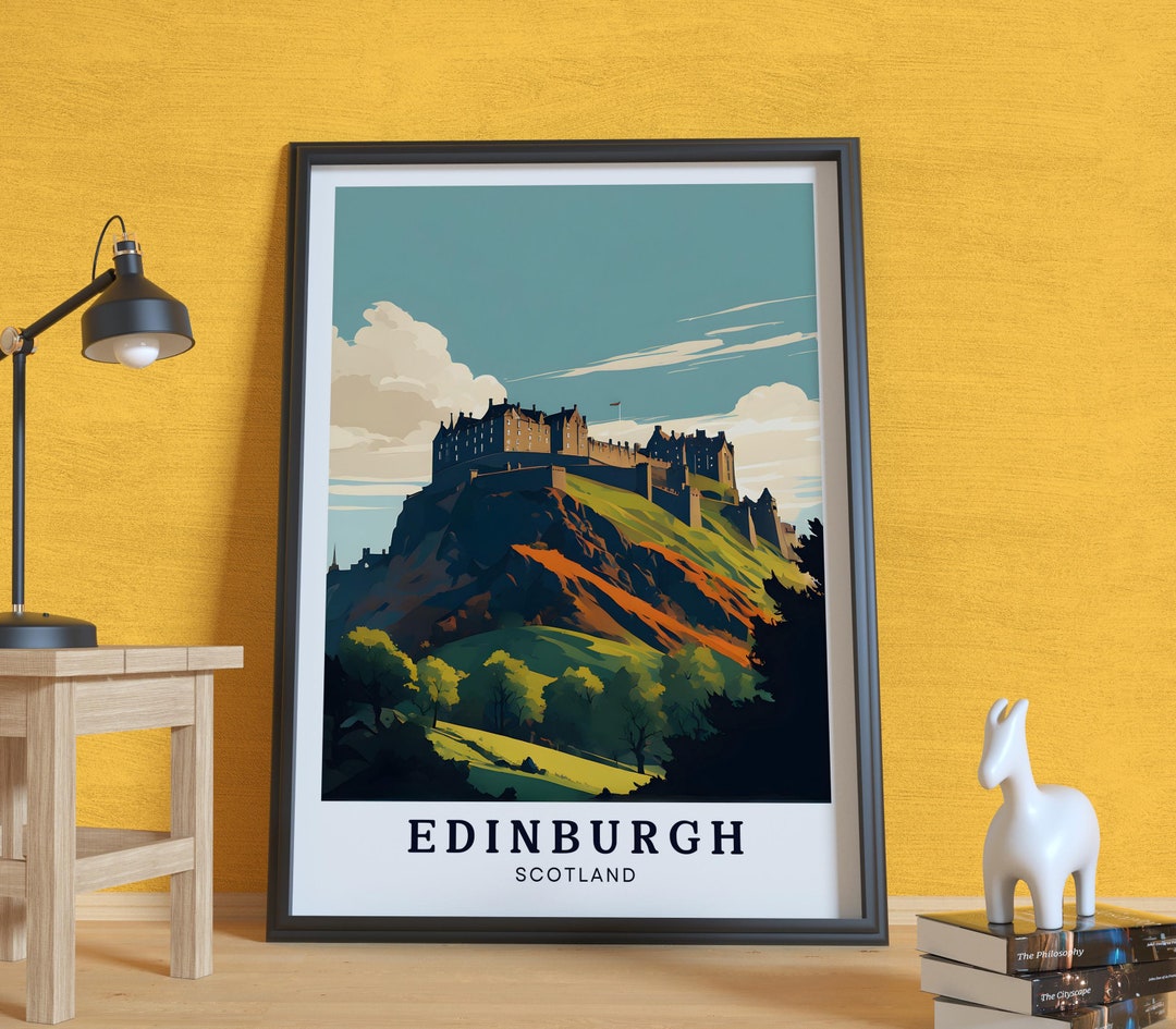 Edinburgh Castle Travel Poster, Scotland Travel Print, Edinburgh Castle ...