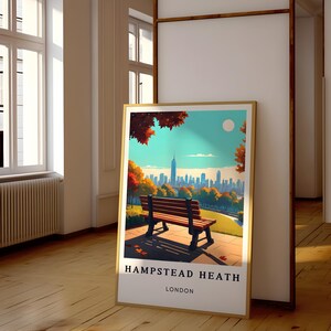 Hampstead Heath Poster, London Poster, Scenic Autumn Park Wall Art ...