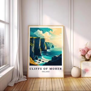 Cliffs of Moher Travel Poster, Ireland Travel Print, Moher Cliffs, Wall ...