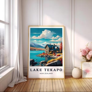 Lake Tekapo Poster, New Zealand Poster, Scenic Lakeside Art, Alpine ...