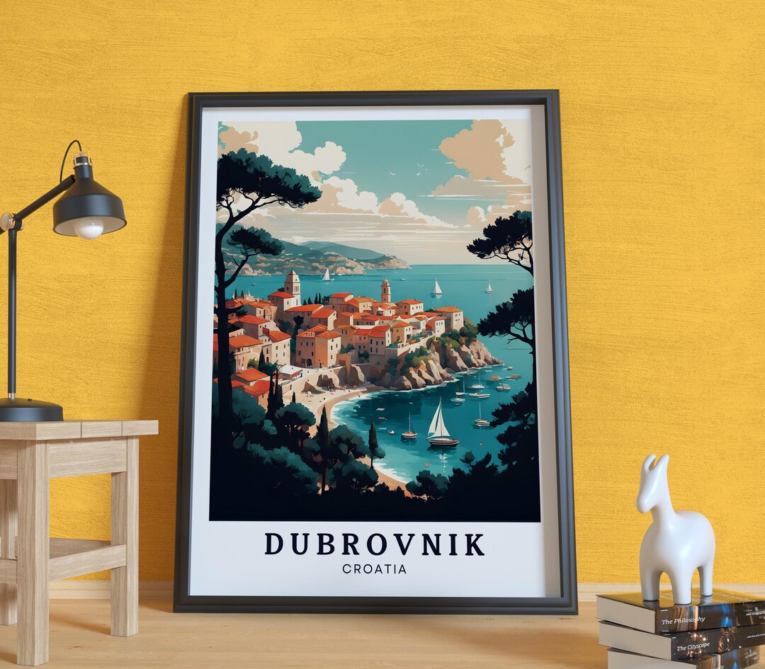 Dubrovnik Travel Poster, Croatia Print, Coastal Wall Art - Etsy