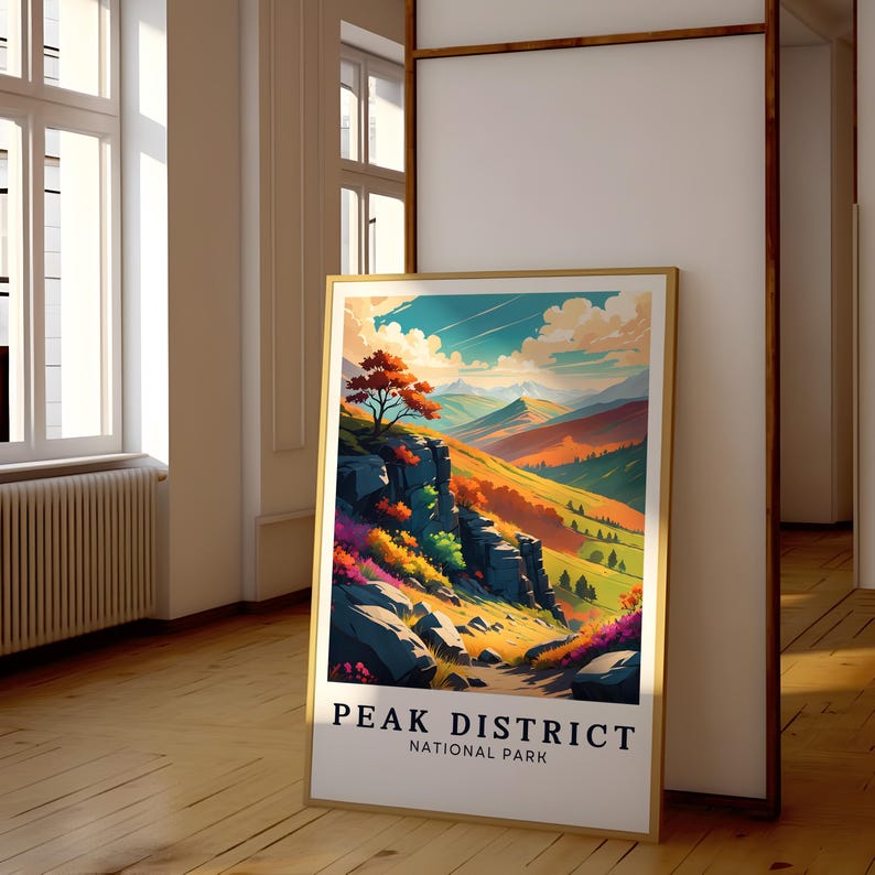 Peak District Travel Poster, National Park Travel Print, Peak District ...