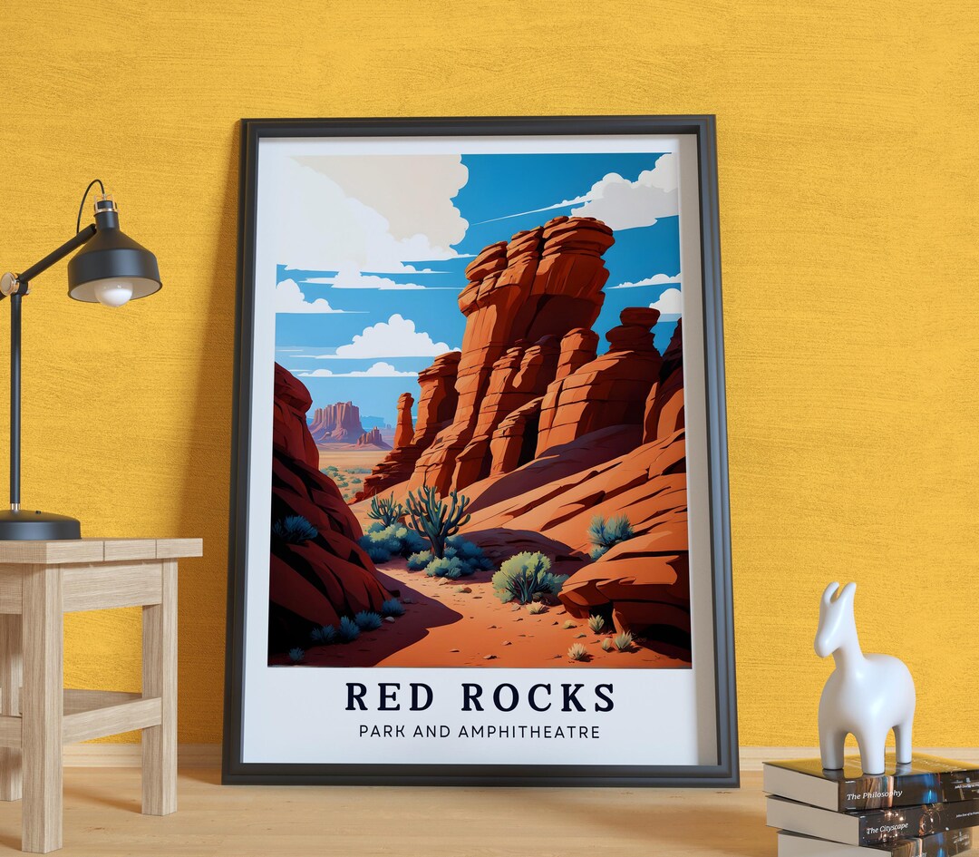 Red Rocks Park and Amphitheatre Poster, Scenic Desert Landscape Print ...