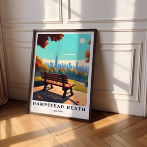 Hampstead Heath Poster, London Poster, Scenic Autumn Park Wall Art ...