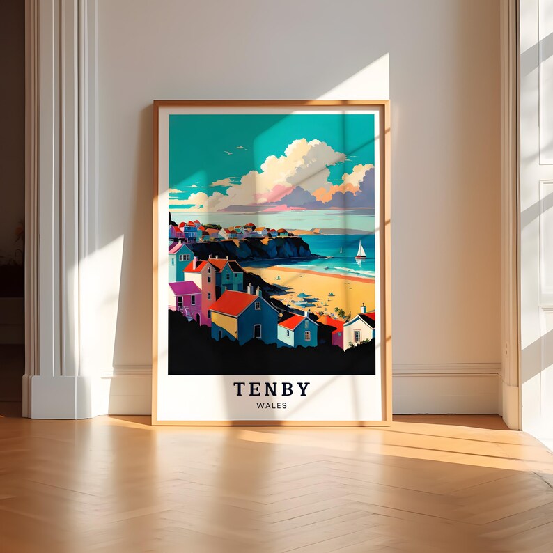 Tenby Poster, Wales Poster, Colorful Coastal Town Wall Art Decor - Etsy