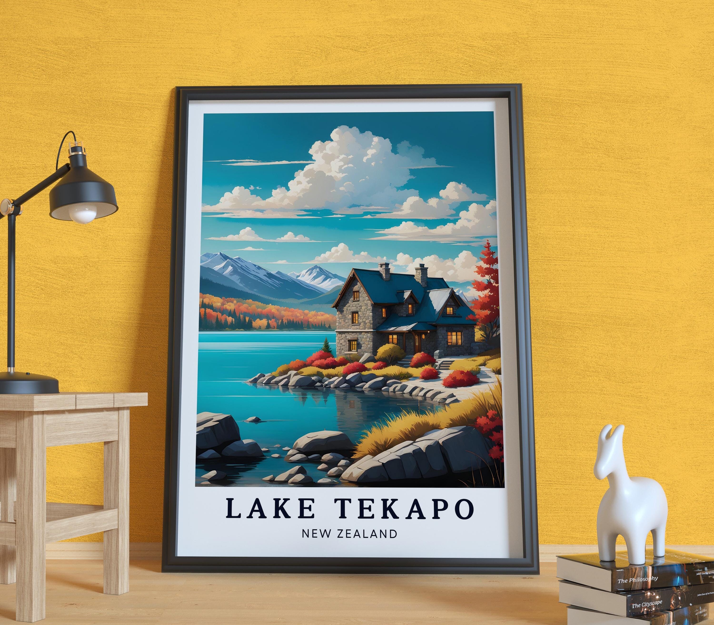 Lake Tekapo Poster, New Zealand Poster, Scenic Lakeside Art, Alpine ...