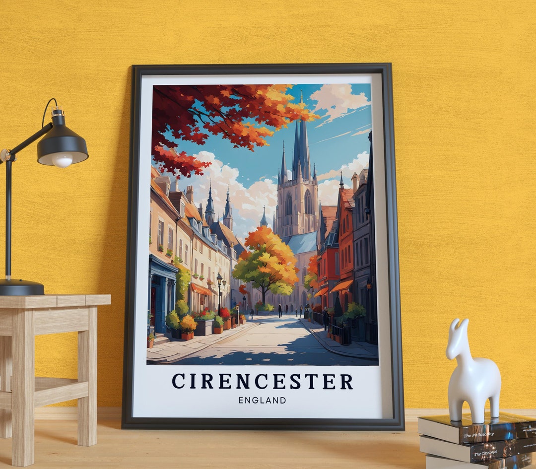 Cirencester Poster, England Poster, Historic Townscape Wall Art Decor ...