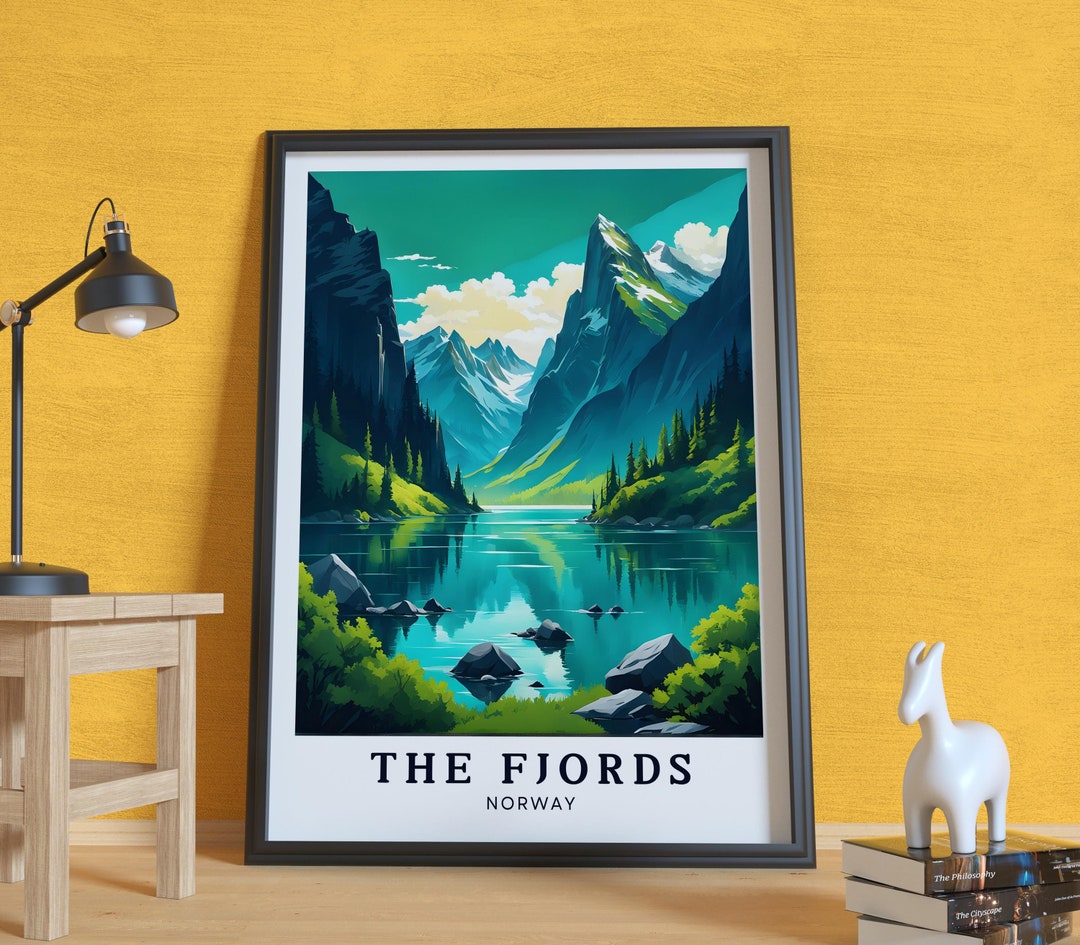 The Fjords Travel Poster, Norway Travel Print, Norwegian Fjords, Wall ...
