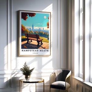 Hampstead Heath Poster, London Poster, Scenic Autumn Park Wall Art ...