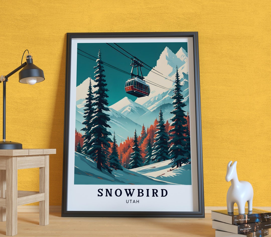 Snowbird Travel Poster, Utah Travel Print, Scenic Mountain Resort, Wall ...
