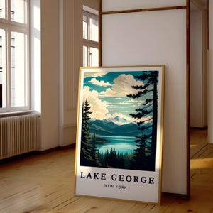 Lake George Poster, New York Print, Adirondack Mountains Art, Scenic ...