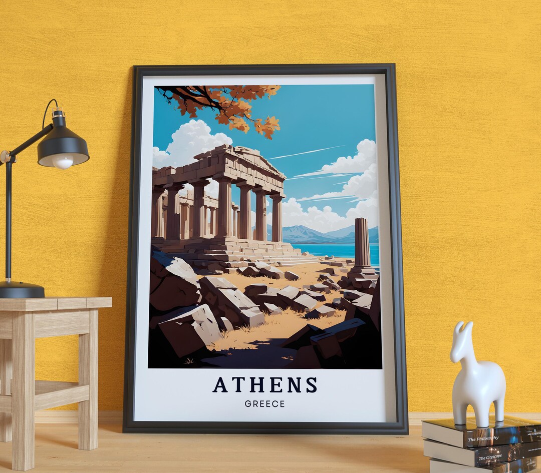 Athens Poster, Greece Poster, Ancient Parthenon and Landscape Wall Art ...