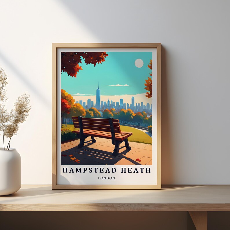 Hampstead Heath Poster, London Poster, Scenic Autumn Park Wall Art ...
