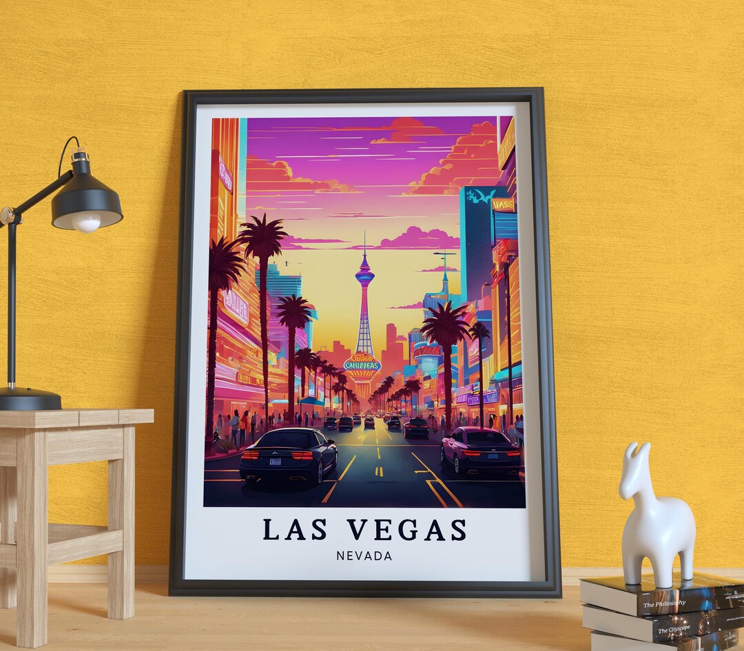 Las Vegas Sunset Strip Poster, Neon Cityscape Print, Iconic Vegas ...