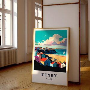 Tenby Poster, Wales Poster, Colorful Coastal Town Wall Art Decor - Etsy