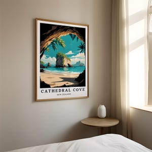 Cathedral Cove Poster, New Zealand Poster, Stunning Coastal Paradise ...