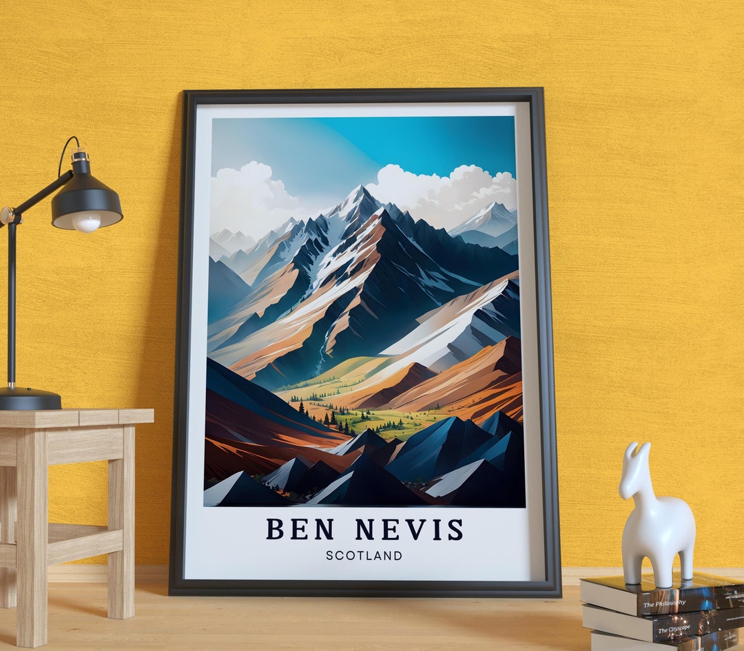 Ben Nevis Poster, Scotland Poster, Majestic Mountain Landscape Wall Art ...