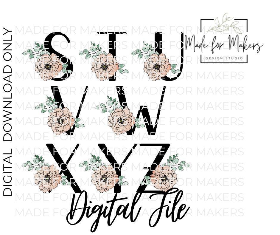 Floral Initial Monogram Design, PNG JPG Files (digital File) - Etsy