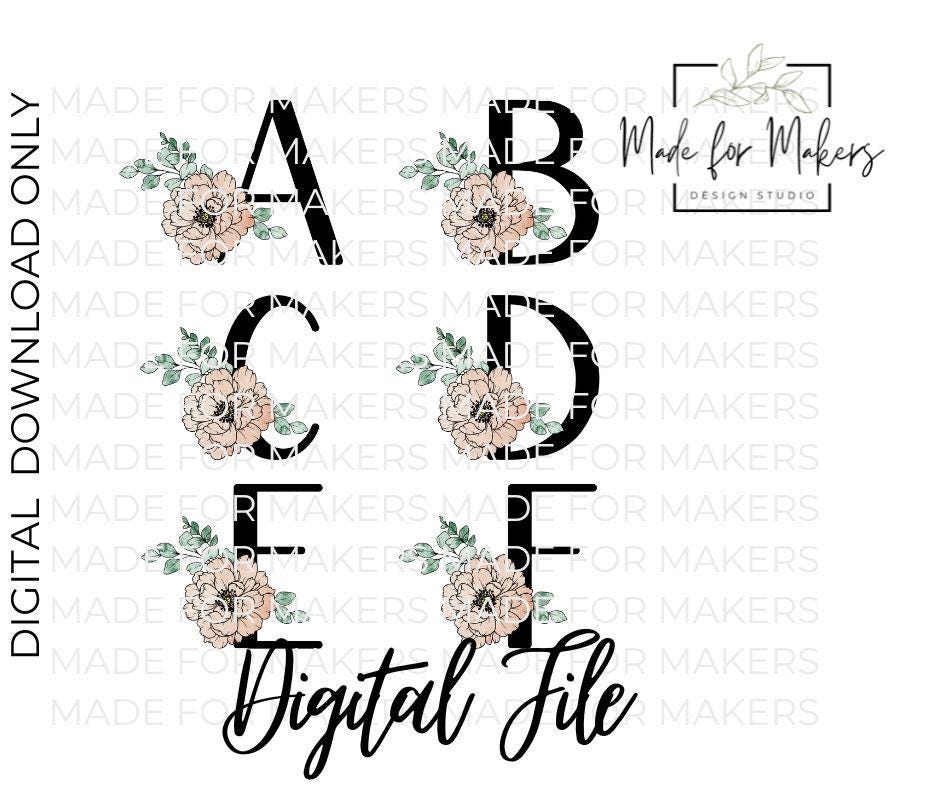 Floral Initial Monogram Design, PNG JPG Files (digital File) - Etsy