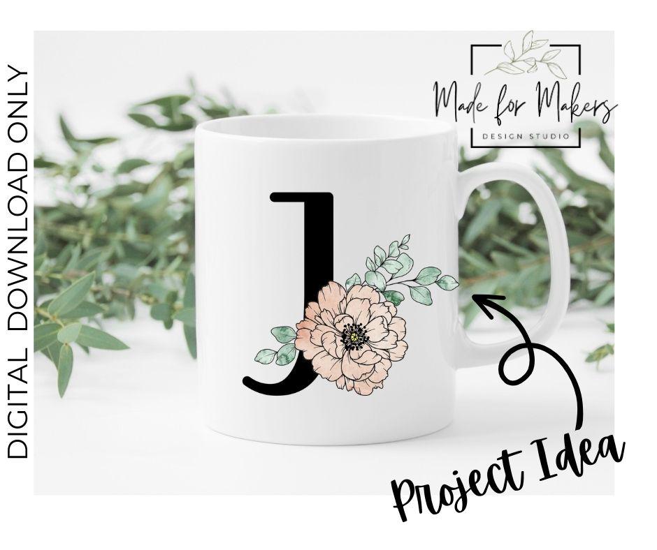 Floral Initial Monogram PNG, JPG, Floral Sublimation Design, Dtf/dtg ...