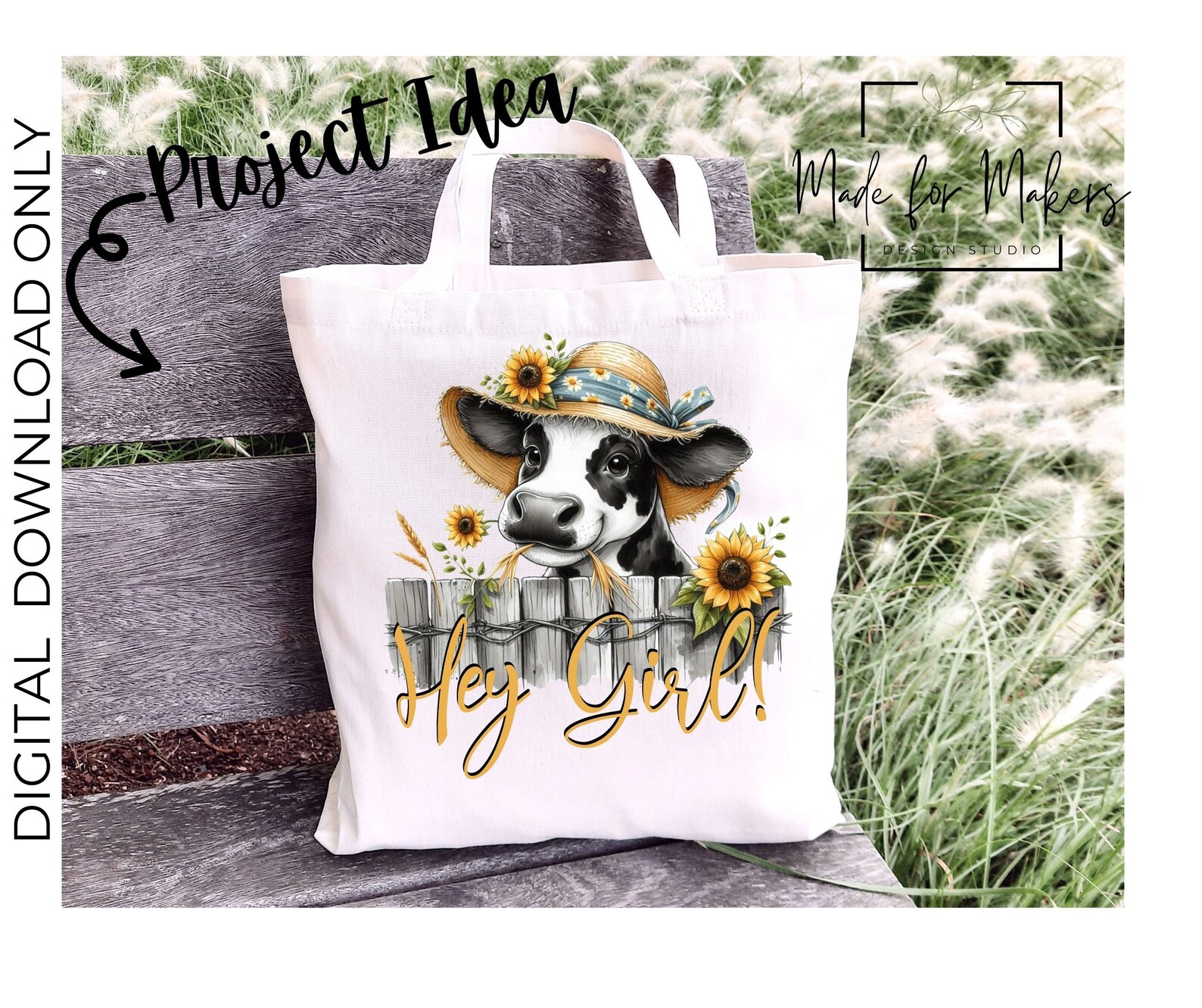 Hey Girl Cow Sunflowers, Cow PNG, JPG, Cow T-shirt Design, Cows and ...