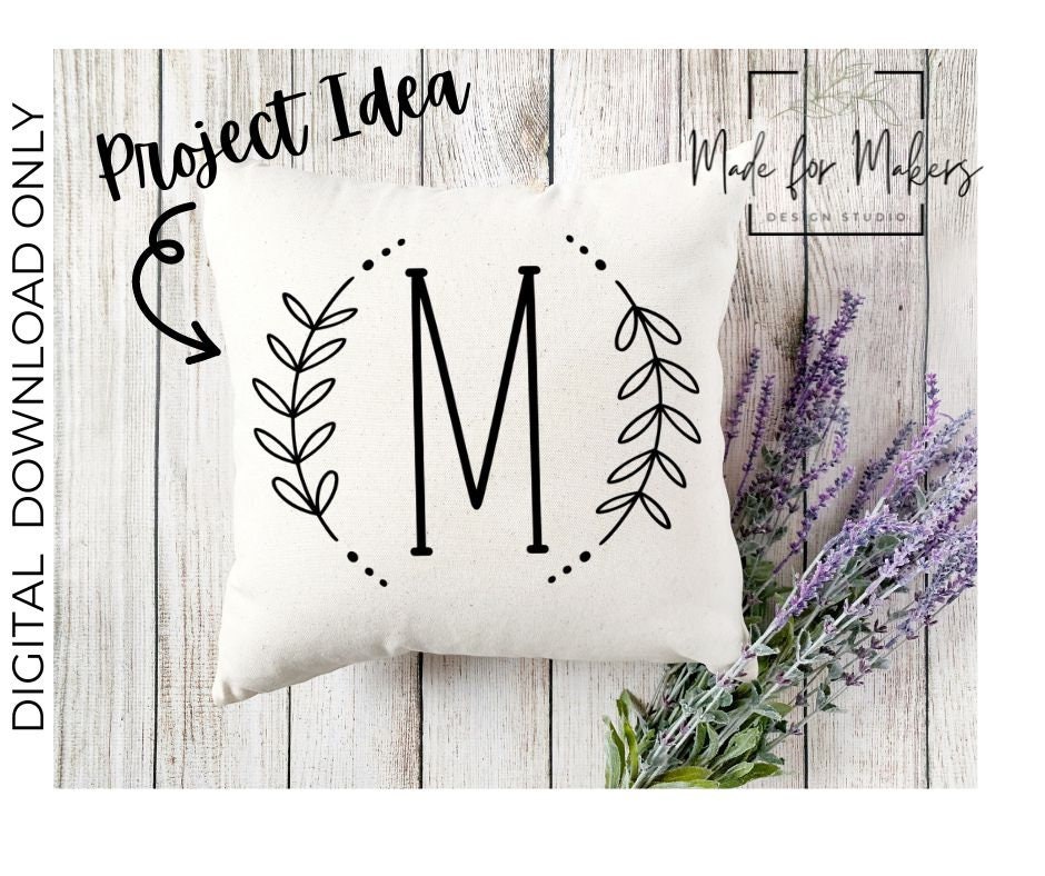 Wreath - Simple Initial Monogram SVG, PDF, Cutting Board Design Svg ...