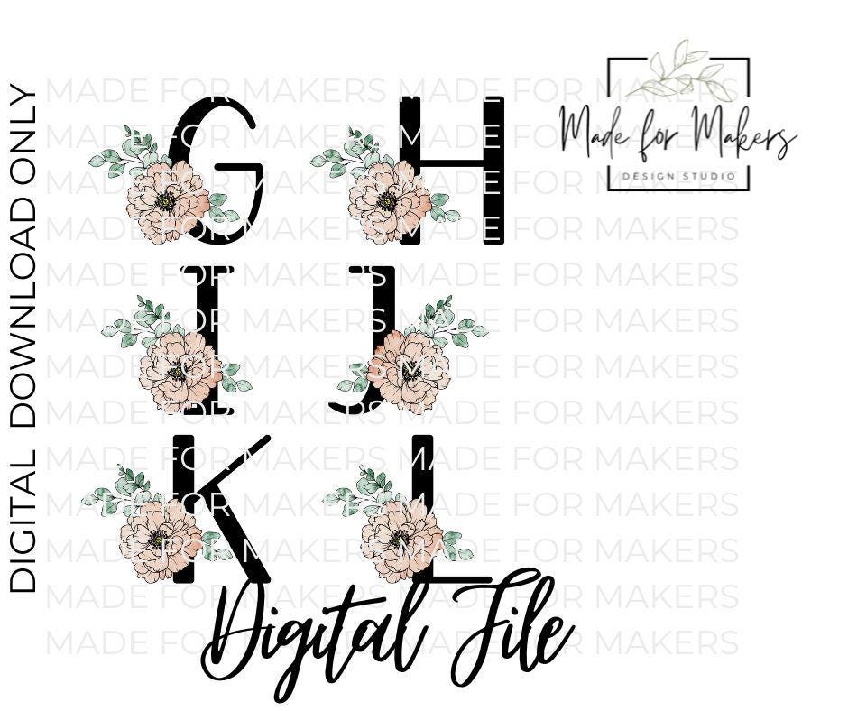 Floral Initial Monogram Design, PNG JPG Files (digital File) - Etsy