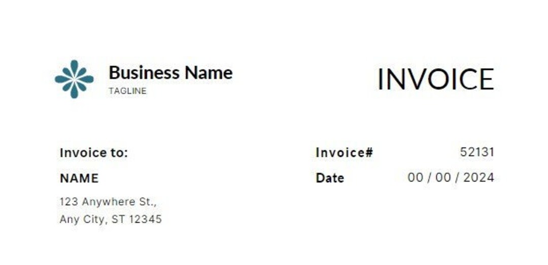 Simple Business Invoice Template Teal Blue Minimal - Etsy