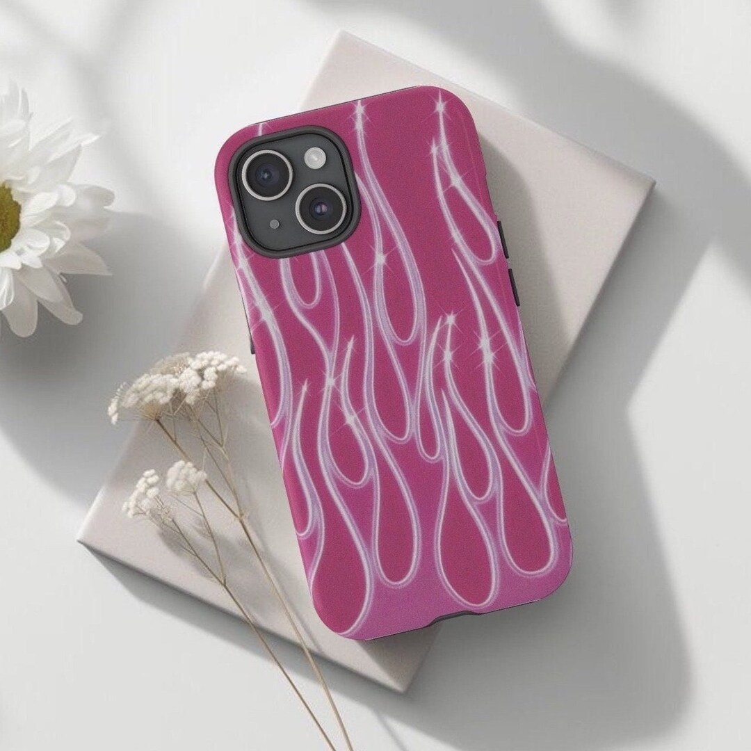 Flame Phone Case, Sparkling Pink Fire, Gift Idea, Aesthetic, iPhone 15 ...