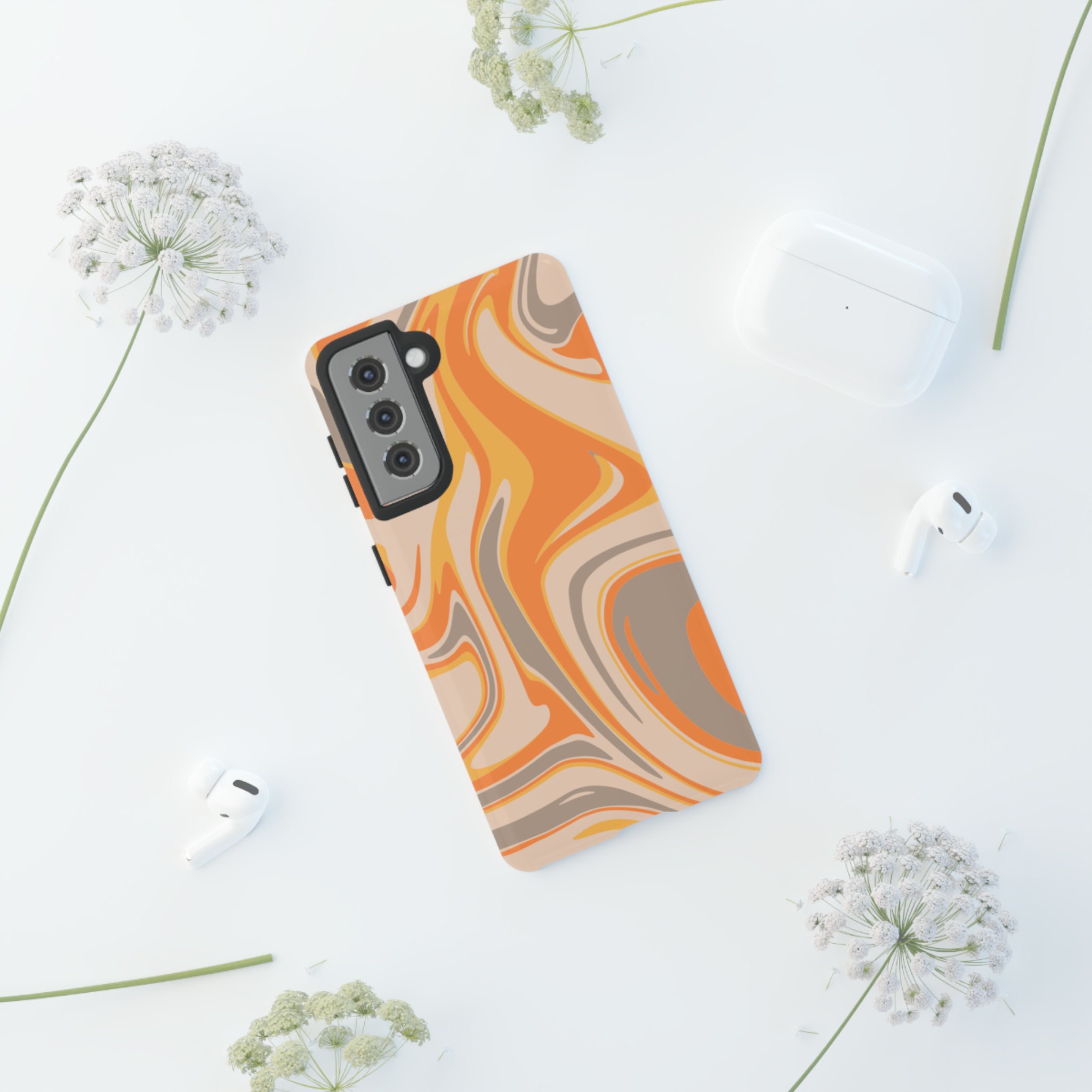 Colorful Phone Case, Brown Orange iPhone Samsung Case, Trendy Aesthetic ...
