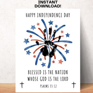 Christian 4th of July Craft Printable Independence Day Handprint Art ...