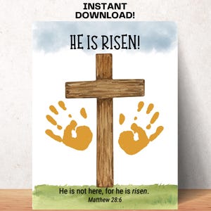 He is Risen Handprint Craft Printable Easter Craft Jesus is Risen ...