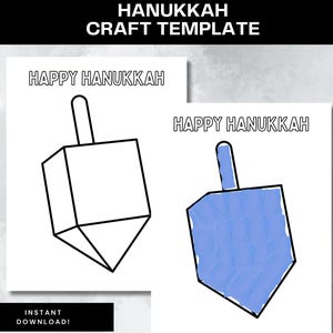 Happy Hanukkah Craft Template Printable Hanukkah Crafts Dreidel Toddler ...