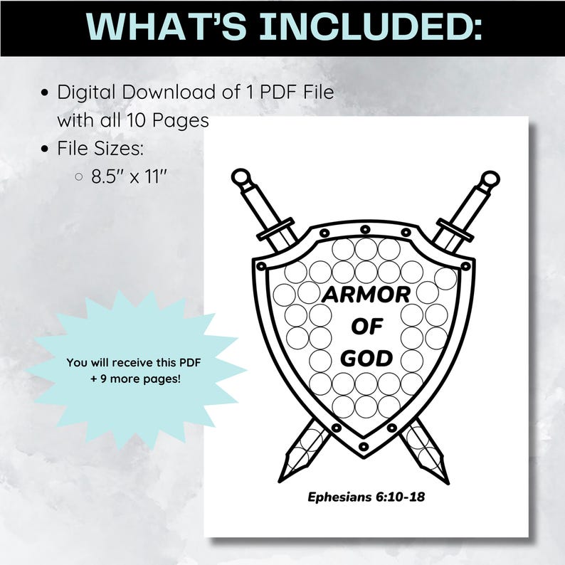 Armor of God Dot Marker Bible Do a Dot Church Coloring Sheets Printable ...