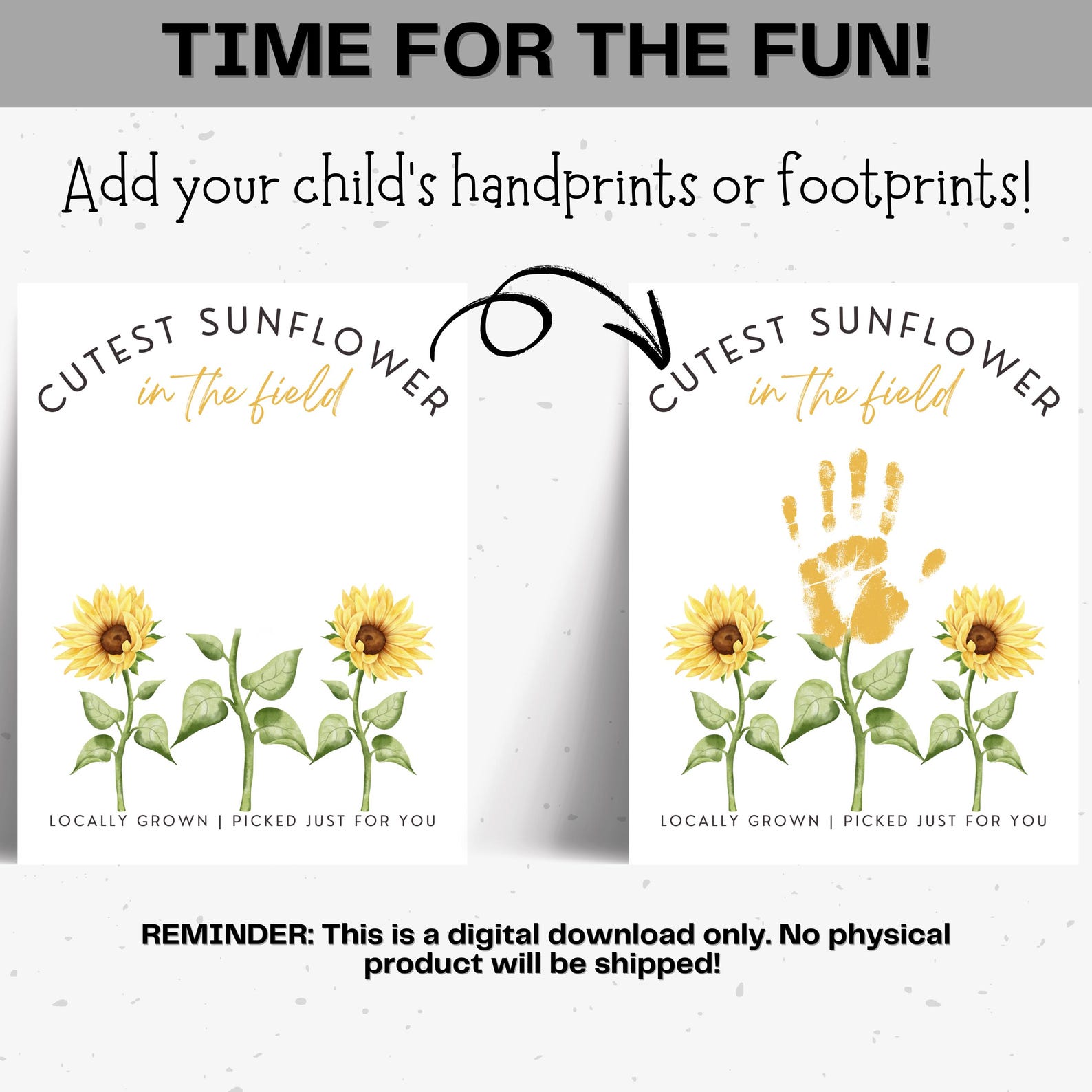 Sunflower Handprint Craft Farmhouse Sunflower Art for Kids Printable ...