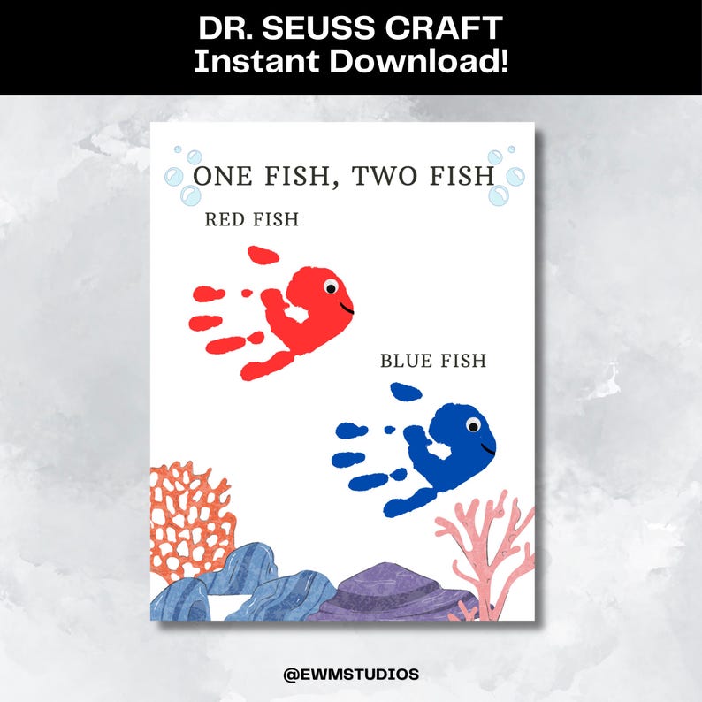 One Fish Two Fish Dr Seuss Handprint Craft Read Across America ...