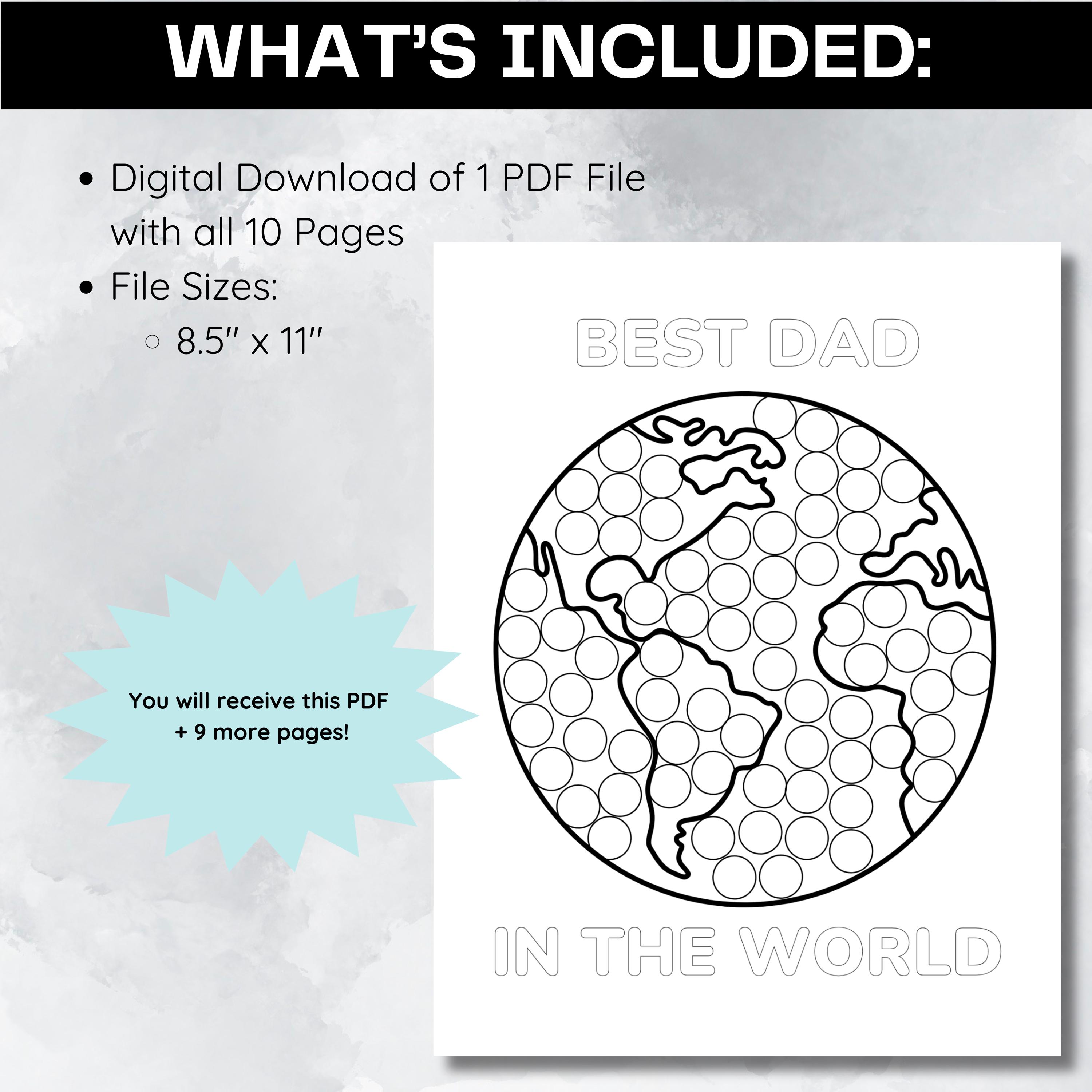 Happy Fathers Day Dot Marker Coloring Card Do a Dot Printable Dad Craft ...